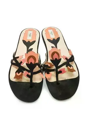 Prada Floral Appliqué Sandals