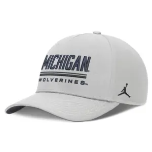 Nike Michigan Sideline Practice Rise Jordan Brand Dri-fit College Adjustable Hat - Grey