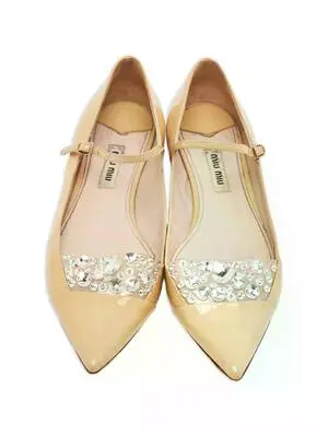 Miu Miu Crystal-embellished Pointed-toe Ballet Flats