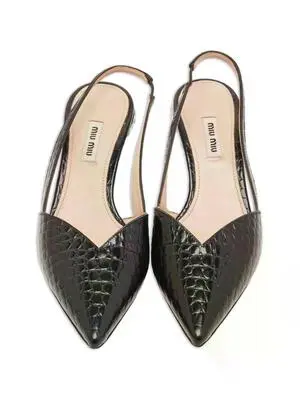 Miu Miu Crystal-embellished Croc-embossed Pumps