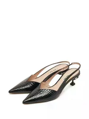 Miu Miu Crystal-embellished Croc-embossed Pumps