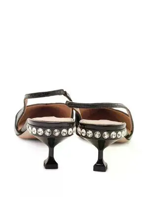 Miu Miu Crystal-embellished Croc-embossed Pumps