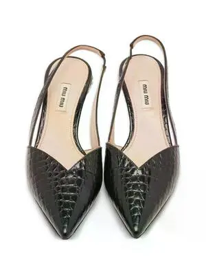 Miu Miu Crystal-embellished Croc-embossed Pumps