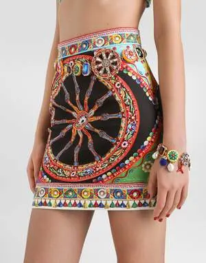 Dolce & Gabbana Carretto-print Straight Skirt