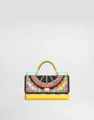 Dolce & Gabbana Phone Bag In Carretto-print Canvas - Multicolor