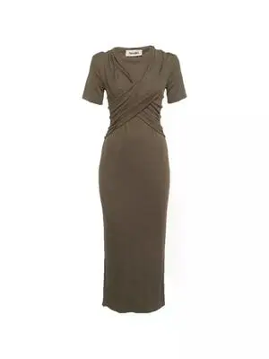 Nanushka Jannet Wrap Midi Dress - Brown