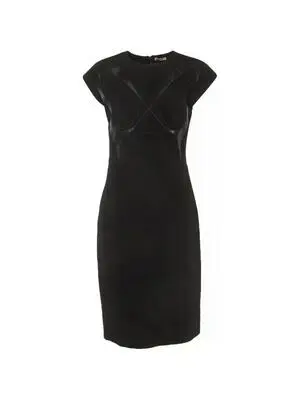 Bottega Veneta Crepe Mini Dress With Leather Appliqu