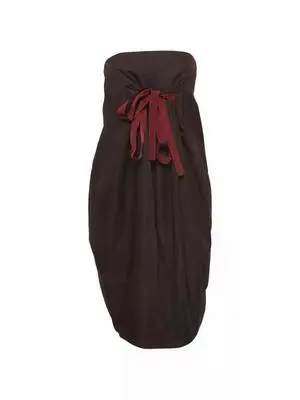 Bottega Veneta Strapless Bow Detail Mini Dress - Brown