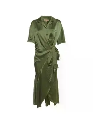 Burberry Satin Wrap Midi Dress