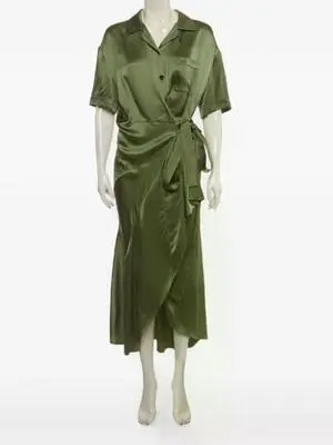 Burberry Satin Wrap Midi Dress