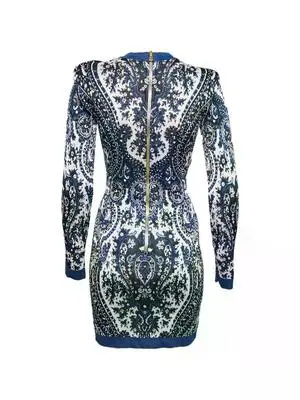 Balmain Paisley-print Lace-up Mini Dress