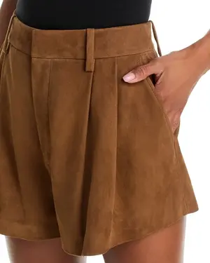 FRAME Suede Slant Shorts