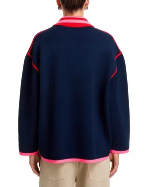 Essentiel Antwerp Knitted Cardigan With Contrasting Trim And Strawberry Buttons