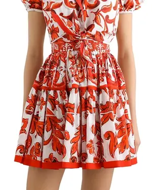 Dolce & Gabbana Majolica Print Poplin Short Skirt - Multicolor