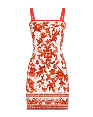 Dolce & Gabbana Majolica Print Charmeuse Mini Dress