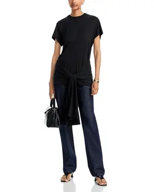 TOTEME Tie Waist Jersey Top - Black
