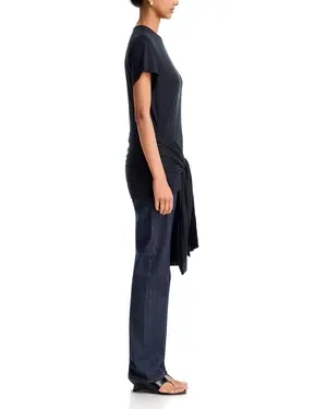 TOTEME Tie Waist Jersey Top - Black