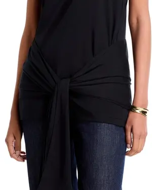 TOTEME Tie Waist Jersey Top - Black
