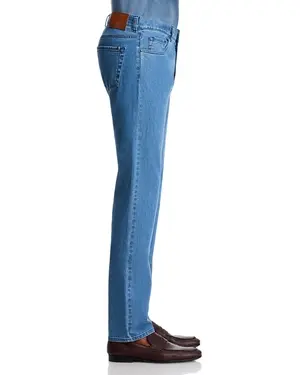 Canali Light Wash Stretch Denim Straight Fit Jeans