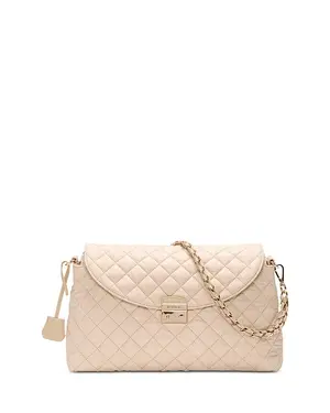 Mz Wallace Crosby Lock Medium Quilted Nylon Shoulder Bag - Buff