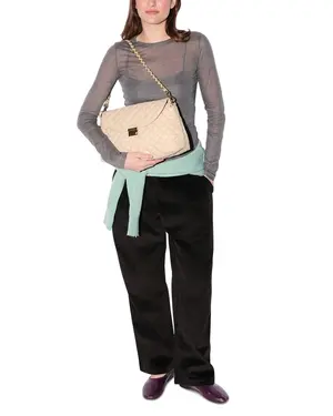 Mz Wallace Crosby Lock Medium Quilted Nylon Shoulder Bag