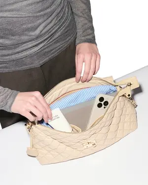 Mz Wallace Crosby Lock Medium Quilted Nylon Shoulder Bag