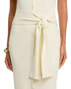 TOCCIN Agnes Tie Front Button-detailed Midi Dress - Ivory
