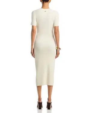 TOCCIN Agnes Tie Front Button-detailed Midi Dress - Ivory