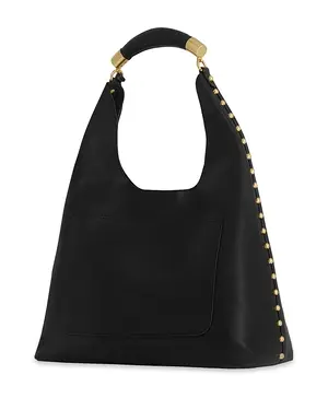 Rebecca Minkoff Nolita Leather Hobo Bag With Stud Embellishments - Black