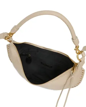 Rebecca Minkoff Darren Small Leather Crescent Crossbody Bag - Stone