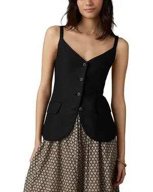 Faherty Brand Sun Strider Milo Vest Striped Linen - Black