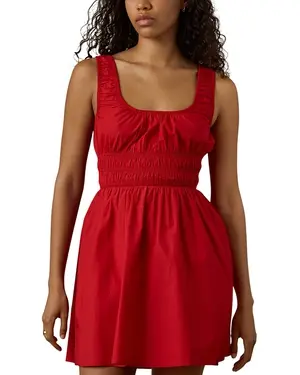 Faherty Brand Coastal Poplin Sunseeker Mini Dress - Tango Red