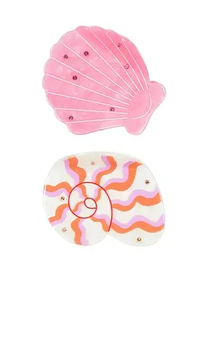 FRASIER STERLING Shell Beach Claw Clip Set In Pink