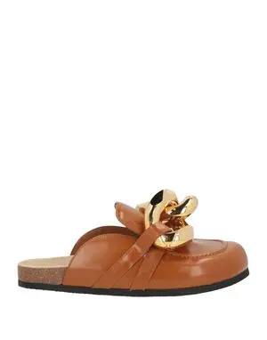 JW Anderson Chain Detail Calfskin Clogs - Brown