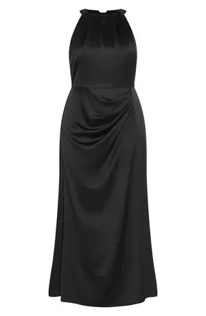 City Chic Celina Pleated Sleeveless Maxi Dress - Black