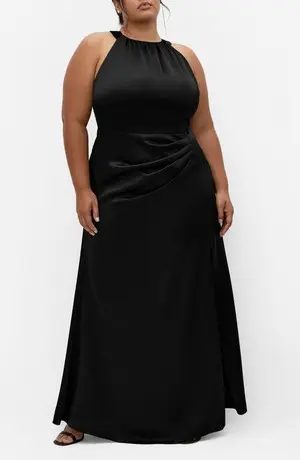 City Chic Celina Pleated Sleeveless Maxi Dress - Black