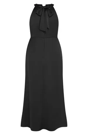 City Chic Celina Pleated Sleeveless Maxi Dress - Black