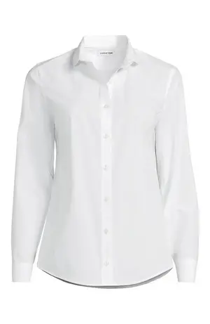 LANDS' END Long Sleeve Peter Pan Collar Broadcloth Shirt