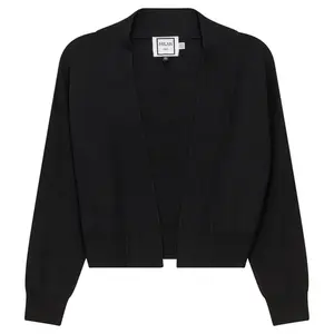 MILAN ITALY Cropped Knit Open Front Cardigan - Black