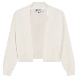 MILAN ITALY Cropped Knit Open Front Cardigan - Cream