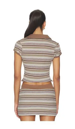TIGER MIST Striped Cropped Polo Shirt