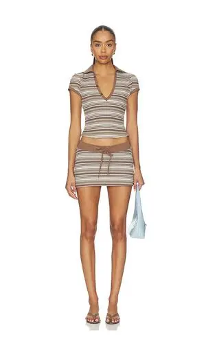 TIGER MIST Striped Cropped Polo Shirt