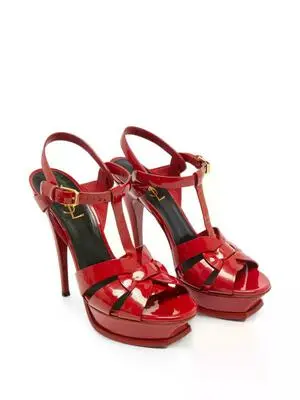 Saint Laurent Tribute Leather Platform Heeled Sandals