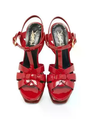 Saint Laurent Tribute Leather Platform Heeled Sandals