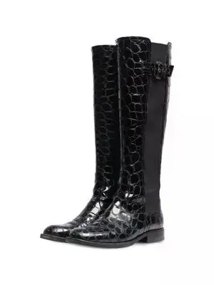 Emporio Armani Leather Croc-effect Boots