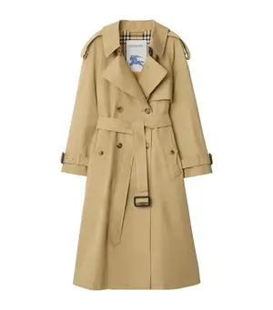 Burberry Long Gabardine Fitzrovia Trench Coat - Beige