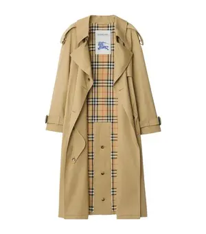 Burberry Long Fitzrovia Gabardine Trench Coat - Beige