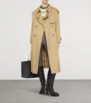 Burberry Long Fitzrovia Gabardine Trench Coat - Beige