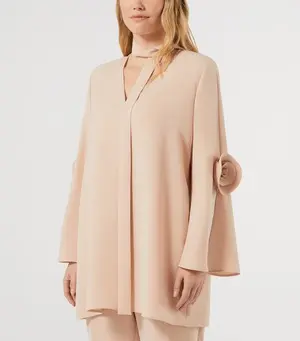 Marina Rinaldi Cady Floral Appliqué Blouse