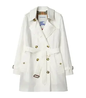 Burberry Short Tropical Gabardine Kensington Trench Coat - White